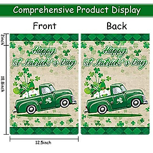 Boao 2 Pieces St Patrick's Day Garden Flag 18 x 12 Inch Saint Patty's Day Welcome Gnome Irish Green Shamrock Flag Double Sided Decorative Shamrock Truck Yard Flag for Garden Home Decoration