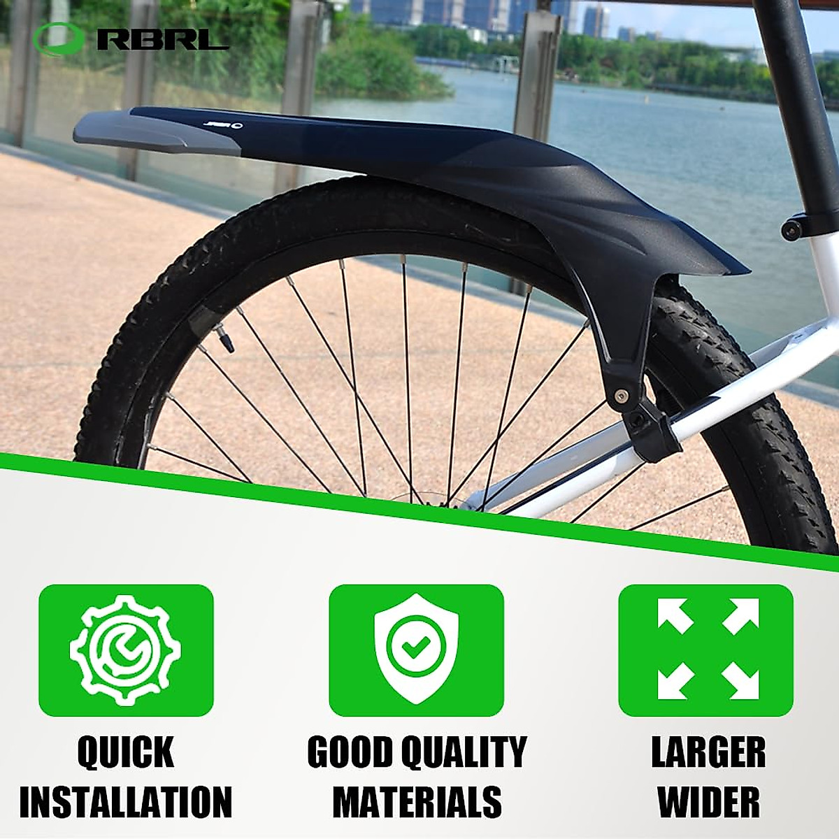 RBRL Bike Fender Set Adjustable MTB Mud Guard, Thicken and Widen Universal 24-29 inch Bicycle Fenders, Full-Suspension Bike/Ebike/Mountain Bike Fenders, Against Splashing Water and Dust