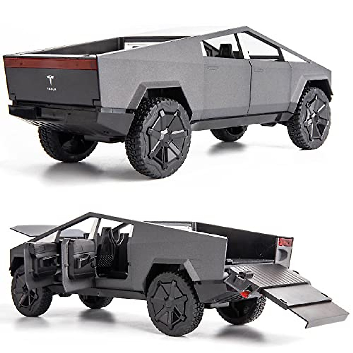EROCK 1:24 Scale Cybertruck Model Toy Pull Back Pick-Up Truck with Sound and Light, Alloy Diecast Truck Toys for Kids Gift or Vehicles Model Collection Enthusiasts (Matte Black)
