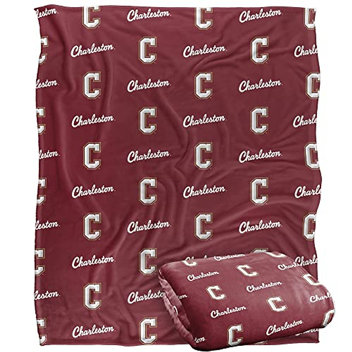 College of Charleston Cougars Blanket, 36"x58" Logo Pattern, Silky Touch Super Soft Throw