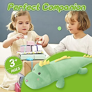 32" Giant Dinosaurs Plush Toy Pillow, Cute Dinosaur Stuffed Animals Doll, Soft Back Cushion Big Dinosaur Plushies, Gift for Kids Boys Christmas, Birthdays, Valentines