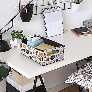 CaTaKu Foldable Storage Basket Pets Dog Cat Paws Collapsible Felt Storage Bins with Handle Drawer Organizer Bin Cube Shelf Box for Organizing Closet Clothes Office Books Bedroom