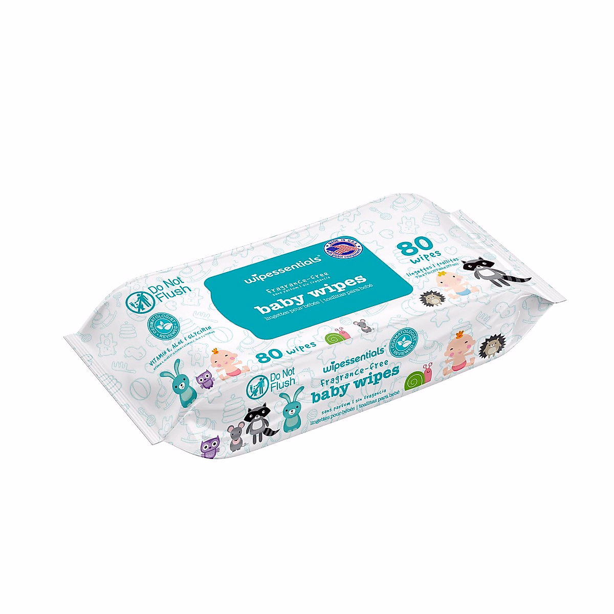 WipEssentials Baby Wipes unscented (for Sensitive Skin) 960 Count - 12 Pack of 80 Count