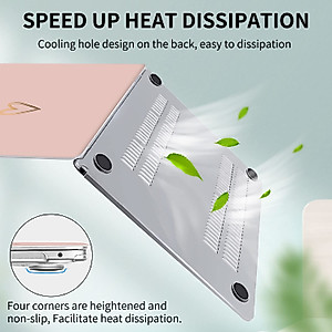 Seorsok Compatible with MacBook Air 13 Inch Case 2020 2019 2018 Release A1932 A2179 M1 A2337 Touch ID, Gold&Cute Heart Pattern Plastic Hard Shell Case with Keyboard Cover,Pink