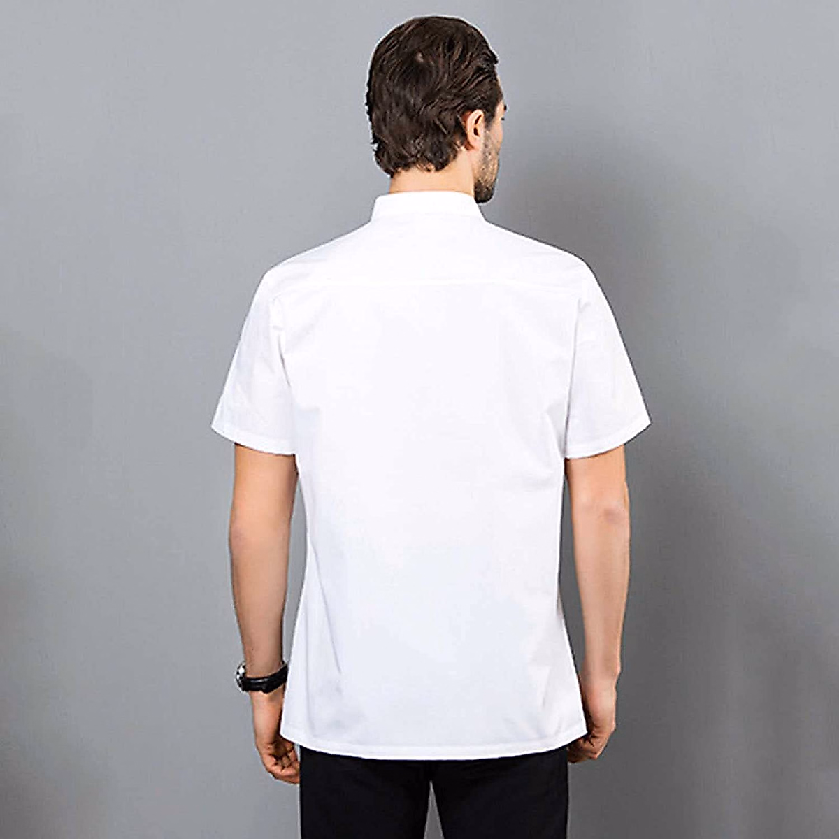 HMLOPX Chef Jacket Short Sleeve Breathable Unisex for Food Service, Caterers, Bakers and Culinary (Color : GREY, Size : XL-XLarge)