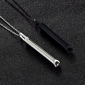 Tyniffer Breathing Necklace for Anxiety Relief the Shift Necklace Anxiety Stress Relief Items for Women Relaxation Meditation Calming Down Mindful Breathing Whistle Necklace Gift（Black）