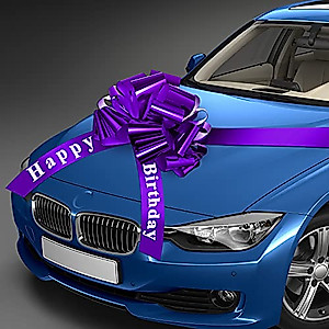 Happy Birthday Car Bow Big Car Ribbon Bow Large Gift Wrapping Bow Giant Bow for Car Decorative Huge Pull Bow for Christmas Party Birthday Car Decoration (Purple,20 Inches)