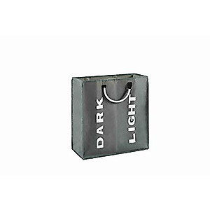 ZHOUDUN ZD-WD3-010-DGRAY 2 Sections Large Laundry Hamper Collapsible Foldable Fabric Clothes Sorter Storage Bag Laundry Bag Laundry Baskets with Handles for Dirty Clothes for Home Bathroom Closet