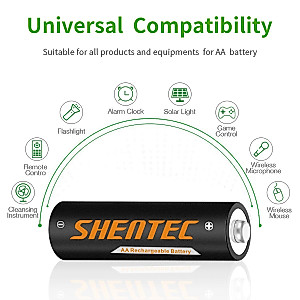 Shentec 8 Packs 2.5Ah High Capacity Rechargeable AA Batteries Ni-MH Rechargeble Battert with AA AAA Battery Charger