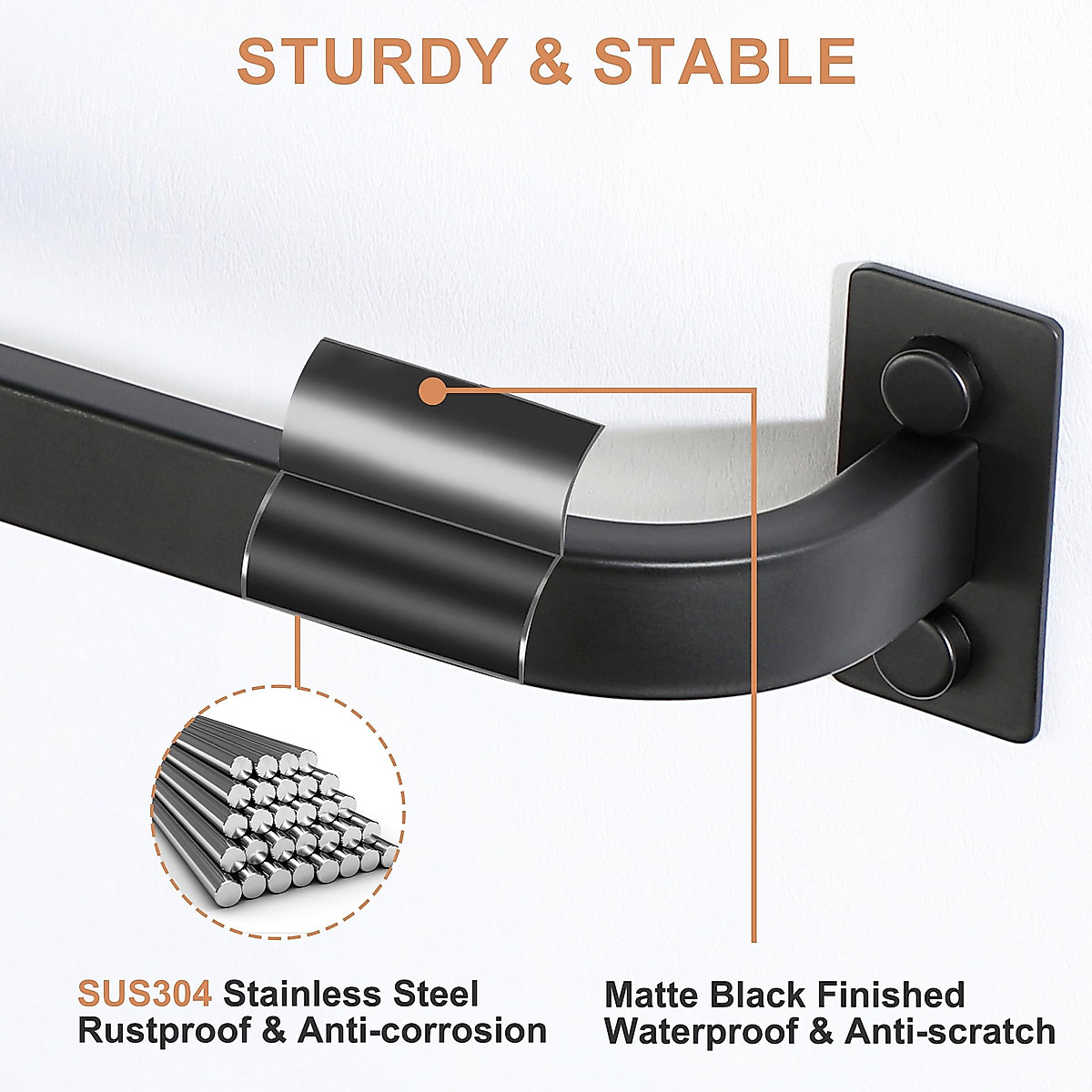 Towel Bar for Bathroom,16 inch Towel Rack Wall Mounted,Heavy Duty Hand Towel Holder Organizer Single Towel Rod Stainless Steel,Matte Black Finished