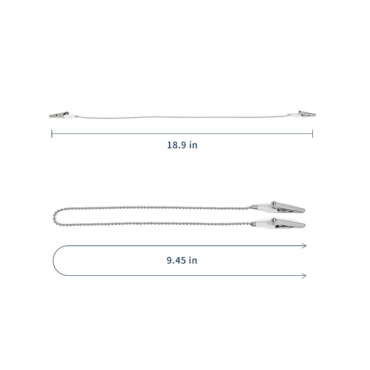 Annhua Dental Bib Ball Chain with Clips on Both Ends (Pack of 3), Napkin Holder Adjustable for Adult|Kid|Patient|Tattoo, Silver - Light & Portable - Length 18.9"