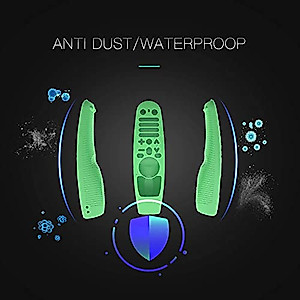 2Pcs Upgraded Protective Cover for LG AN-MR600 / LG AN-MR650 / AN-MR18BA / AN-MR19BA Remote Control Case for LG Smart TV,WQNIDE Silicone Case Anti/Drop/Slip/Scratch/Dust/Water (Blue+Glowing Green)