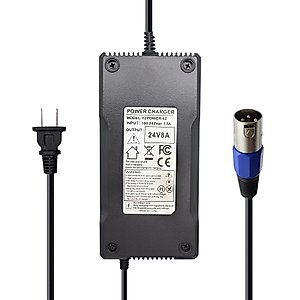 24V 8A Battery Charger with XLR Connector for EA1065, S150 180 X-CEL, Jazzy 1107 614HD, Invacare Pronto M51, CH5404 Smart