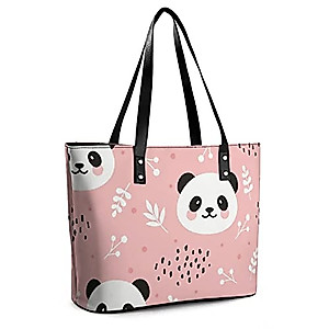 Womens Handbag Panda Patterns Leather Tote Bag Top Handle Satchel Bags For Lady
