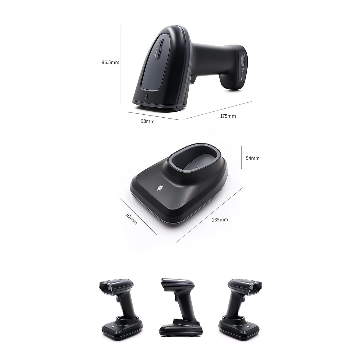 Barcode Scanner Bluetooth USB Wired 2.4G Wire Less Connection Handheld 2D 1D QR Code Reader with Cradle