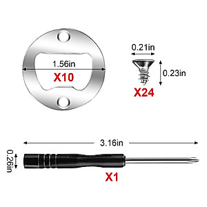 Juome 10 Sets Bottle Opener Inserts Kit, Stainless Steel Metal Inserts DIY Beer Opener, Wrench/Spanner with Screws for Bottle Opener Resin Molds Kit