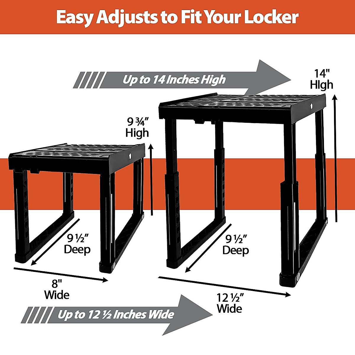 Piffny Locker Organizer Shelf， Adjustable Width and Height, Stackable, Ideal Locker Shelf for School, Office, Gym Lockers, or Even Kitchen Cabinets & Under Sink Organization (Magenta)