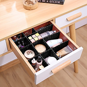 ShineMe Drawer Dividers 8pcs Adjustable Plastic Divider Household Storage Thickening Sub-Grid Finishing Shelves for Home Tidy Closet Stationary Makeup Socks Underwear Scarves Organizer (Black)