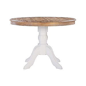 Riverbay Furniture Wood Pedestal Dining Table in Natural Brown and White