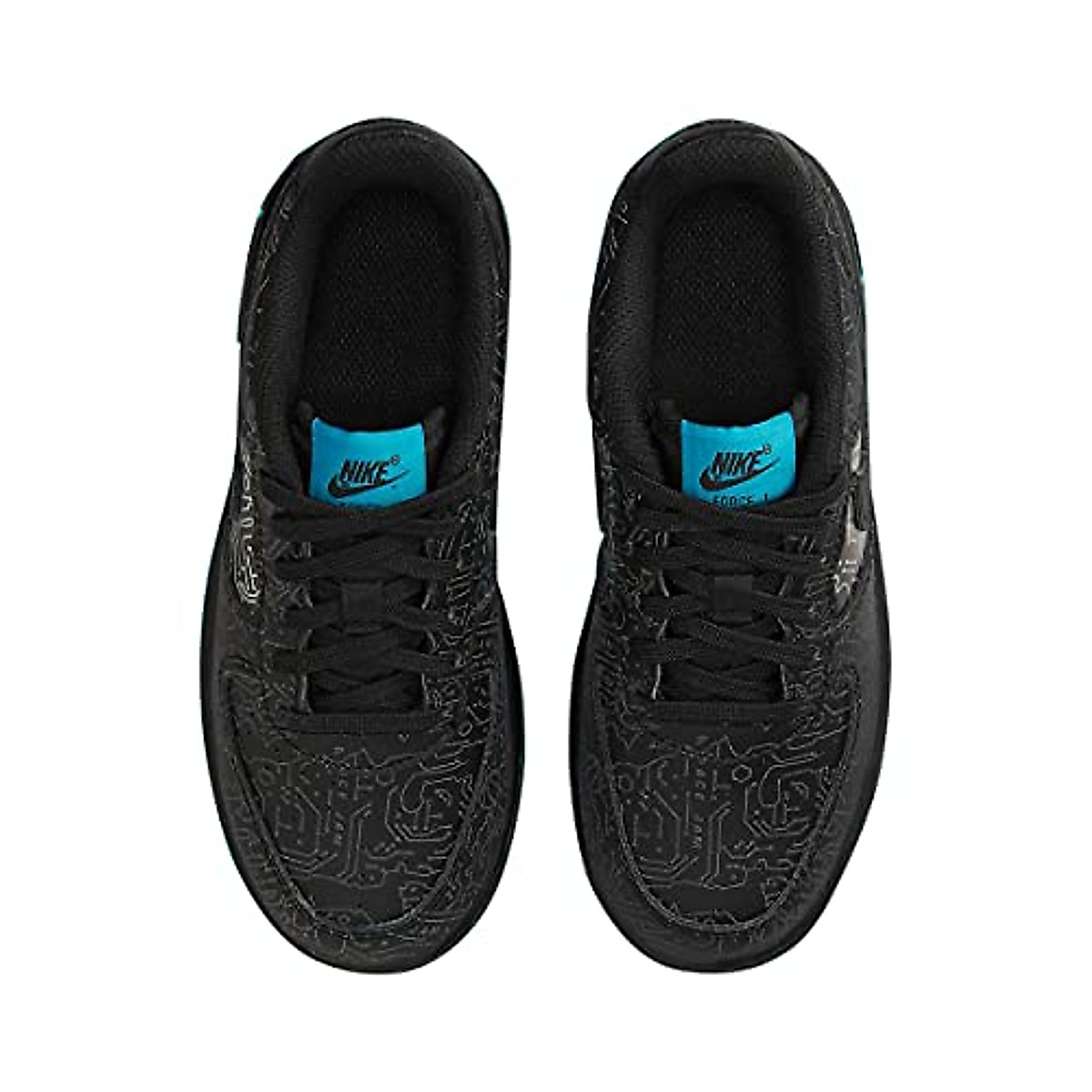 Nike Big Kid's Air Force 1 '06 "Space Jam Black/Black-Lt Blue Fury (DN1434 001) - 4