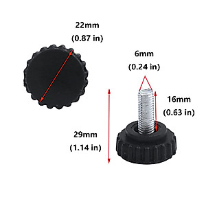 Antrader 16-Piece M6 x 16 Male Thread Knurled Thumb Screw Screw on Type Round Head Quick Removal Fastener Clamping Knobs