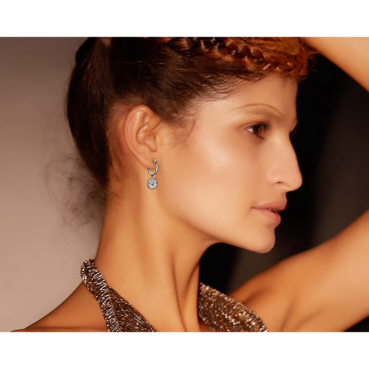 DYUNQ Moissanite Solitaire Drop Earrings, 925 Sterling Silver Huggie Hoop Hypoallergenic Earrings, Jewelry Gifts, GRA Certified