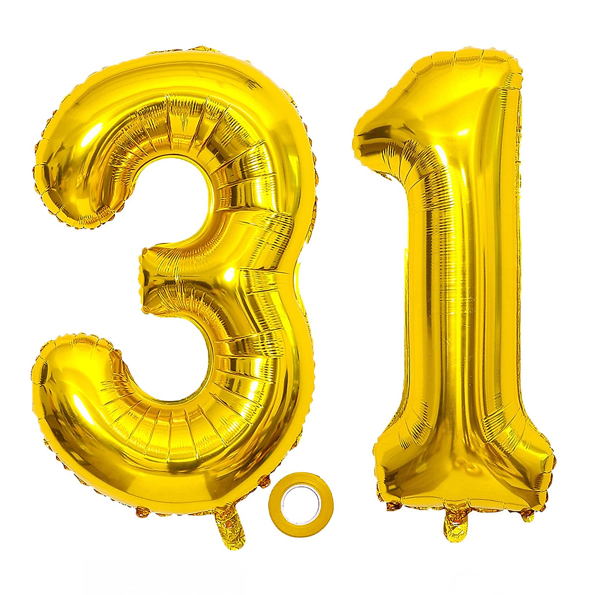 40 inch 31 Number Balloon 31 Birthday Balloons Digit 31 Helium Balloons Giant Balloon Alphabet Foil Balloon for Birthday Party Supplies Wedding Bachelorette Bridal Shower, Gold Mylar 31 Balloon