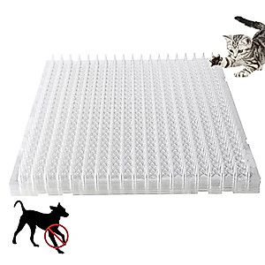 16 Pack Cat Deterrent Outdoor Scat Mat 16 x 13 Inch Cat Counter Deterrent Mat Plastic Spikes for Cats Dogs Training Mat for Indoor Outdoor Supplies, 18.3 Square Feet