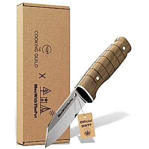 The Cooking Guild x MenWithThePot Bushcraft Knife - 4 Inches - Stainless Steel Blade Paring Knife - Rosewood Handle - Carving, Peeling, Meat Cutting Knife Cooking