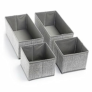 Hinotori Drawer Organizer Bins 4 Pack– Storage Basket Drawer Dividers for Clothes,Underwear, Socks – Cloth Container Cube Bins for Home Organization, Closet, Shelves, Dresser