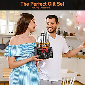 BestGK Bartender Kit Cocktail Shaker Set, Perfect Home Bartending Kit with Stylish Stand, 25oz Stainless Steel Martini Shaker with Cocktail Recipes Booklet