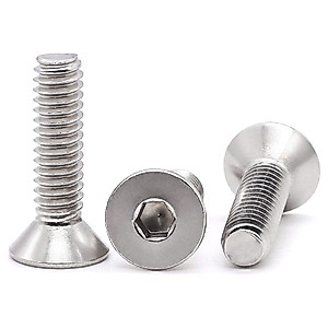Glvaner 10-24 x 1/2" (60 pcs) Flat Head Socket Cap Screws Bolts, 304 Stainless Steel 18/8, Countersunk Head Socket Cap Screws, Allen Hex Drive, Full Thread