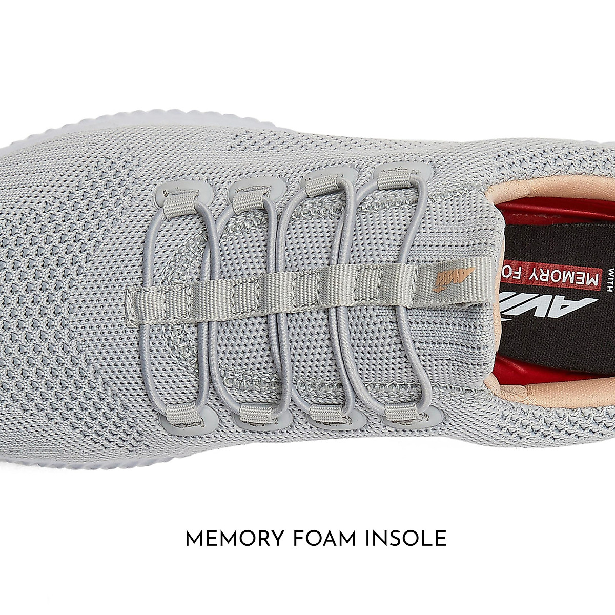 Avia Air Slip On Shoes for Women - Casual Comfortable Athletic Tennis Walking Sneakers for Women with Memory Foam - Silver Grey, 8 Medium