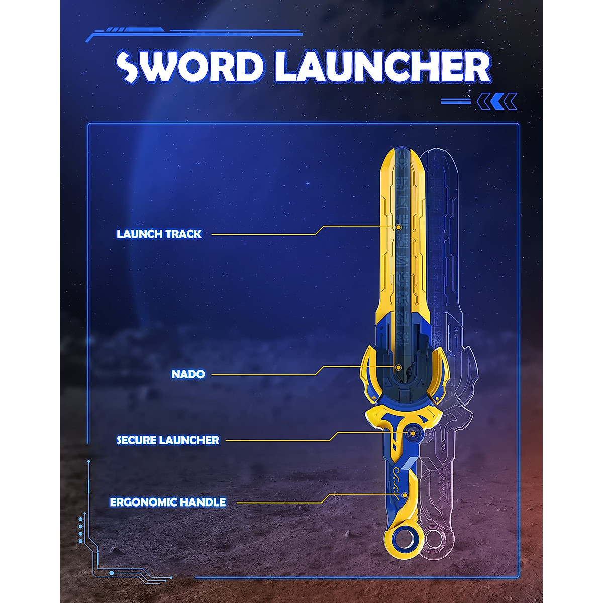 Infinity Nado Bey Blade Stadium - Battling Tops Burst Toy for Boys Grils Age 8-12 - Including Gaming Top Toys, Sword Launcher - Fury Wave Dragon, Sapphire Blue