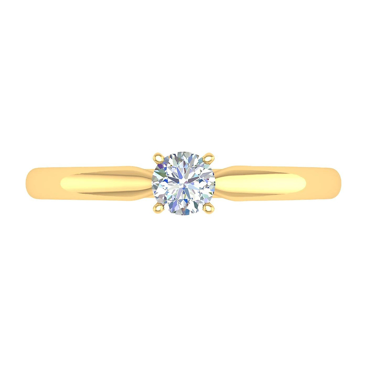 FINEROCK 1/4 Carat 4-Prong Set Solitaire Diamond Engagement Ring Band in 10K Yellow Gold (Ring Size 10.25)