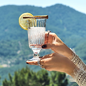 Grace Era Cocktail Glasses Set Premium Glassware Set for Pina Colada, Large Shrimp Cocktail, Margaritas, Ideal for Refreshing Hurricane Cocktail, Goblet Thick Bottom for Coronaritas Set of 2-8oz