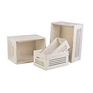 Bathroom Decor Box Toilet Paper Basket - Decorative Wooden Storage Bathroom Organizer, Vanity Storage Bin & Toilet Tank Basket Topper with Machine Washable Fabric Liner White, Extra Small