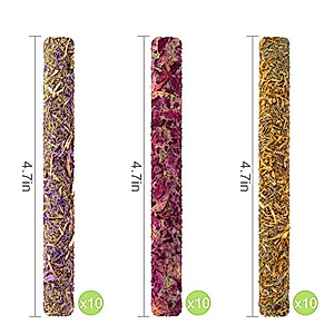 MEWTOGO 30Pcs Natural Timothy Hay Sticks, 3 Different Flowers Timothy Molar Rod, Hay Chewing Stick Chew Treats for Rabbits Chinchilla Hamsters Guinea Pigs Gerbils Groundhog Squirrels