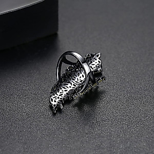 Women Black Cluster Cubic Zirconia Punk Statement Rings