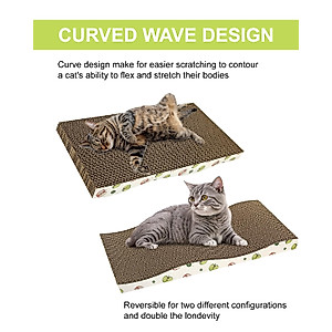TIMHAKA Cat Scratching Board, Corrugate Cat Scratcher for Indoor Cats with Catnip, Cat Scratch Pad with Premium Scratch Textures Design, Cardboard Cat Scratcher with Double-Sided Usability (Pack of 2)