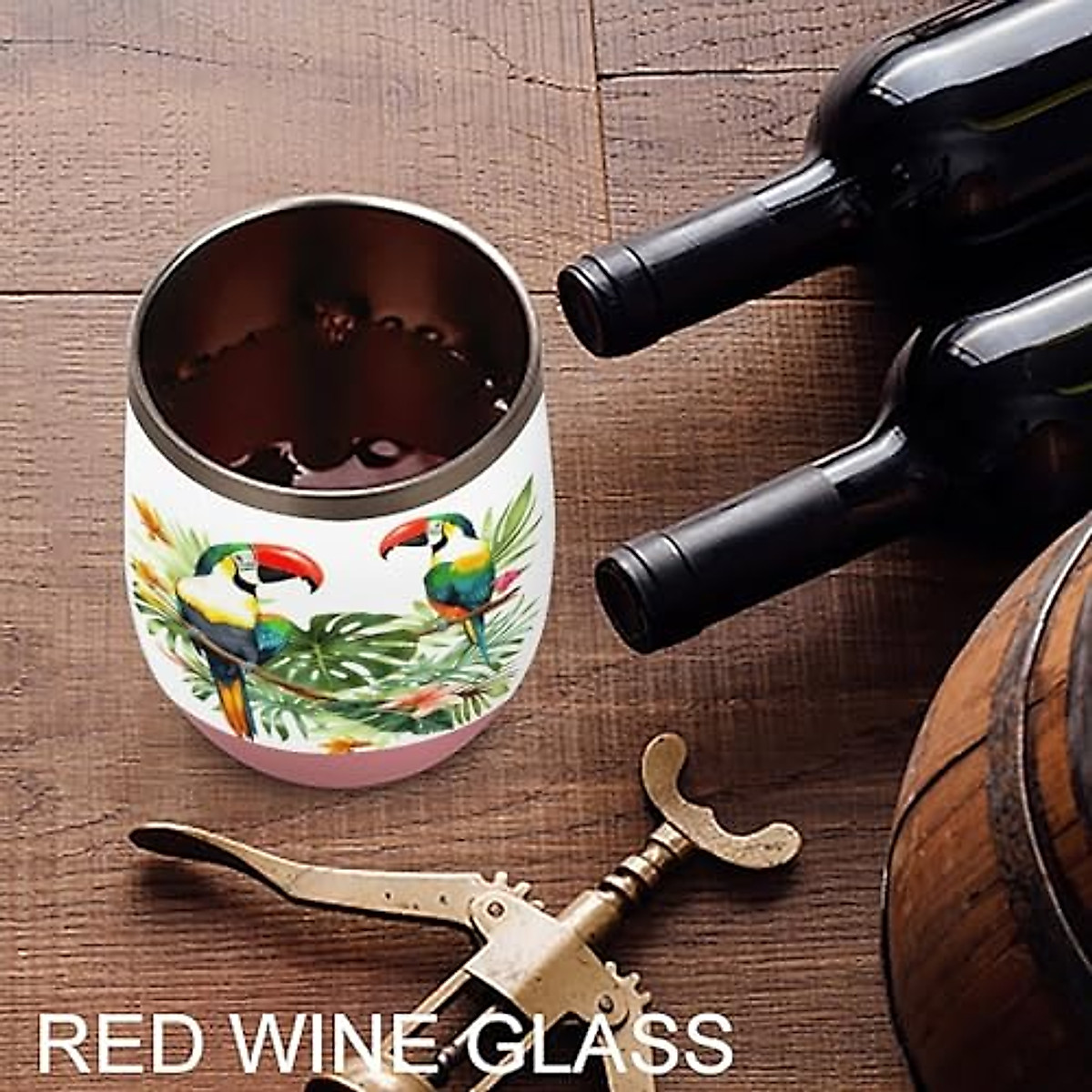 WYUSPGK 304 Stainless Steel Insulated Cup, Toucans Parrot Palm Tree Leaves Print Smooth Rim, Durable & Reusable - Perfect for Office, Home, And Travel