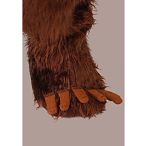 Plus Size Bigfoot Costume | Adult Men's Sasquatch Furry Outfit, Headpiece, Mask, Jumpsuit, Attached Gloves, Shoe Covers 4X Brown