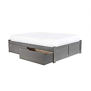 AFI Concord Queen Size Platform Bed with Footboard & Storage Drawers in Grey