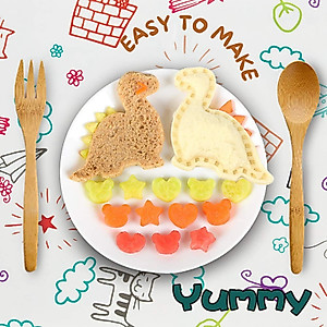 Crethinkaty Sandwich Cutters and Sealers for Children - 5 Pieces - Dinosaur Sandwich Sealers and Mouse Star Airplane Stainless Steel Vegetable Cutters for Kids Boys & Girls