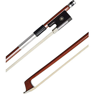 AMZZ Professional 4/4 Brazilwood Ebony Frog Violin Arbor White Horsehair Violin Bow (4/4 Brazilwood)
