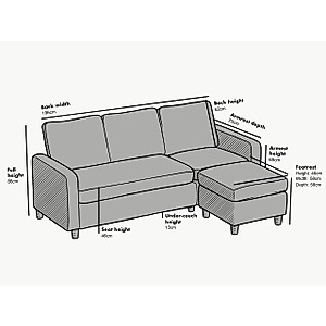 Cherry Tree Furniture Campbell 3-Seater Sofa with Reversible Chaise (Dark Grey)