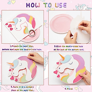 D2ucco 32 Pcs Unicorn Paper Plate Art Kit Educational DIY Craft Early Learning Art Project Classroom Activities Party Gifts Learning Games Holiday Crafts Christmas Activities Aged Above 12 Boys Girls
