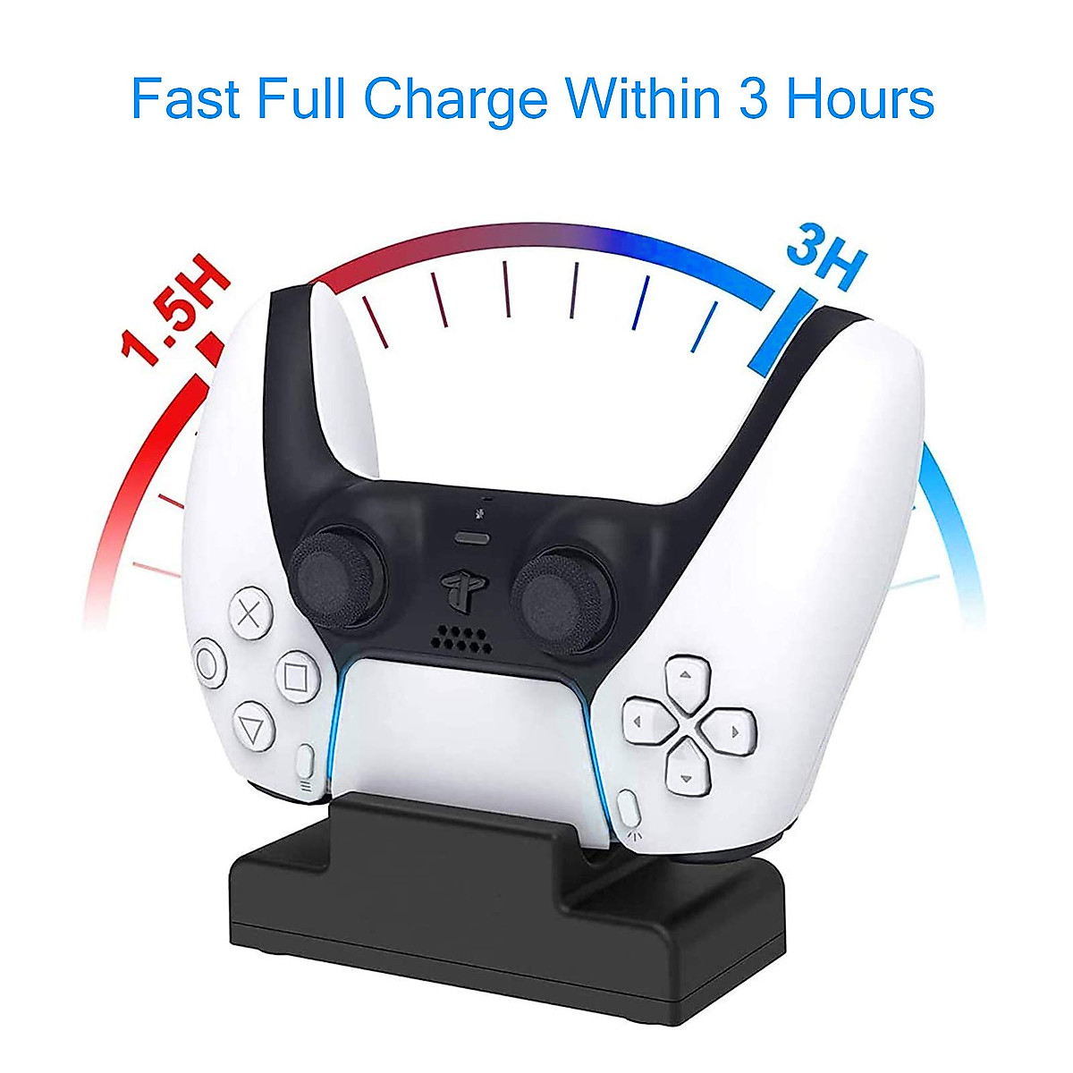 PS5 Controller Charger Station,Daugee Single Fast Charging AC Adapter,PS5 Charging Station Compatible with Dual Playstation 5 Controller（Black）