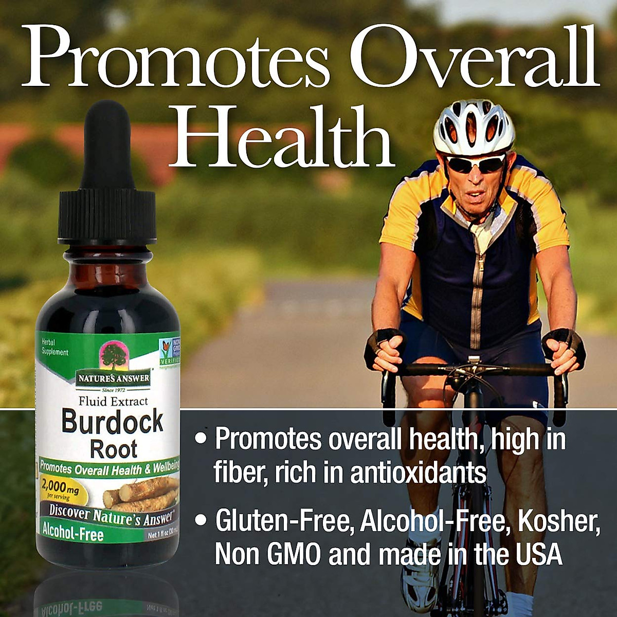 Nature's Answer Alcohol-Free Burdock Root 2000mg 1oz Extract | Herbal Supplement | Promotes Overall Wellbeing | Gluten-Free, Non-GMO, Vegan, No Artificial Flavors or Preservatives | Single Count