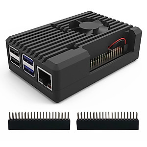 GeeekPi Armor Case with PWM Fan for Raspberry Pi 4, Pi 4 Passive Aluminum Alloy Case with PWM Cooling Fan for Raspberry Pi 4 Model B/Pi 4B/Pi 4 (3510 PWM Fan)